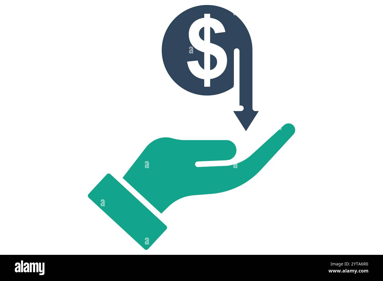Cost saving icon. solid icon style. hand with dollar and down arrow ... Cost saving icon. solid icon style. hand with dollar and down arrow ...