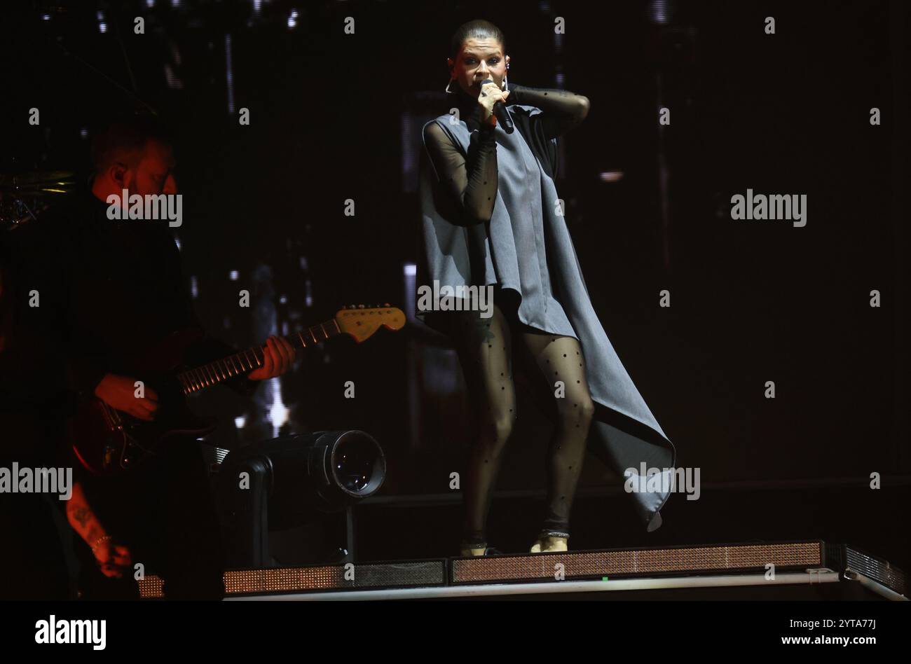 Italian singer Alessandra Amoroso on stage at Unipol Arena during her ...