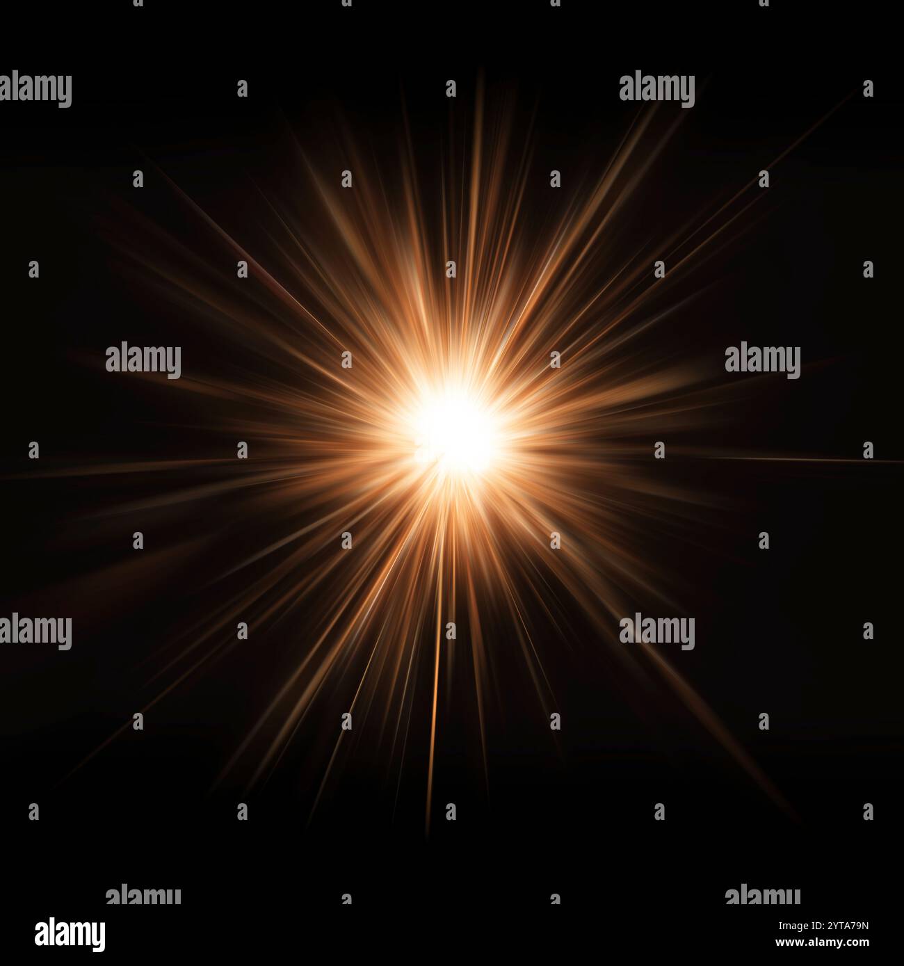 Abstract futuristic illustration of golden light rays and star-shaped ...