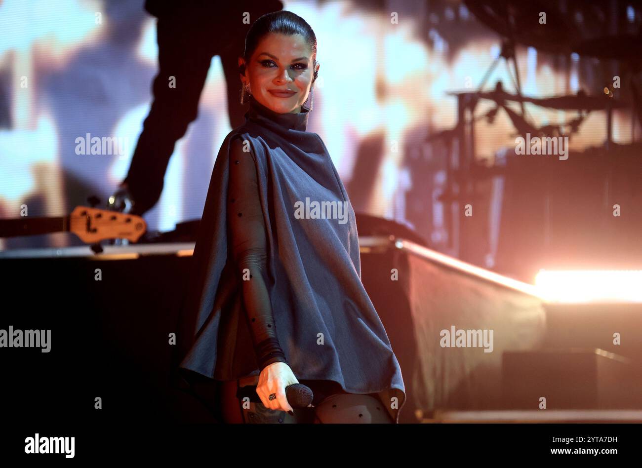 Italian singer Alessandra Amoroso on stage at Unipol Arena during her ...