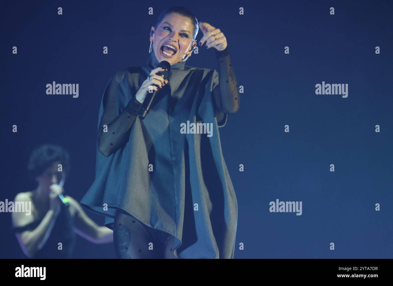 Italian singer Alessandra Amoroso on stage at Unipol Arena during her ...