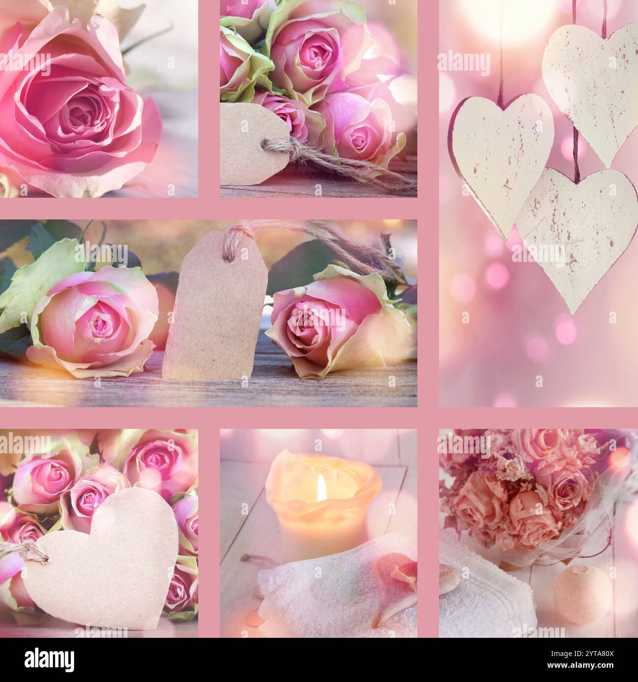 Collage with pastel colored roses for Valentines Day and Mothers Day ...