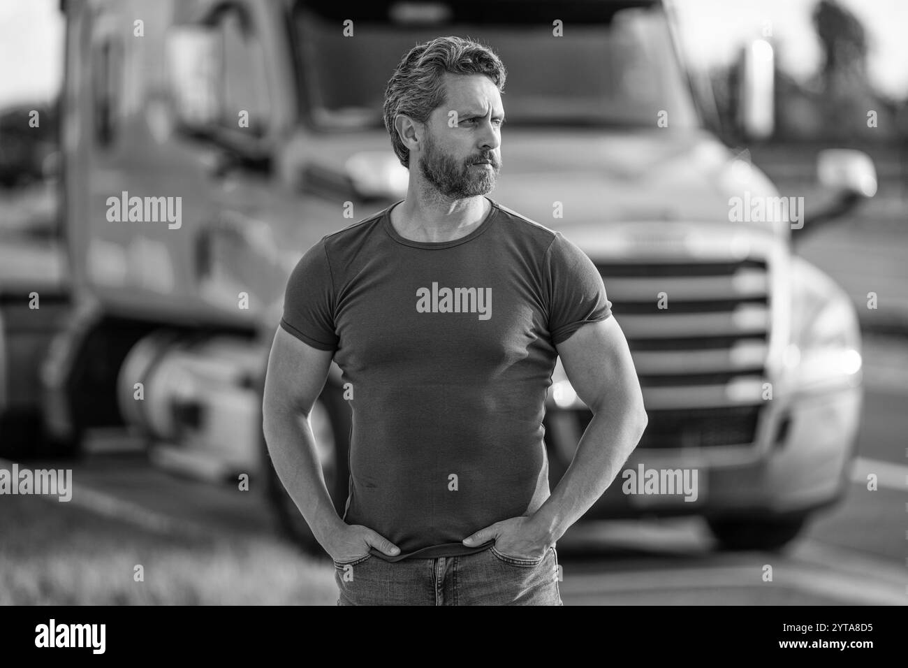 Truck driver. Trucking owner. Transportation vehicles. hispanic man ...