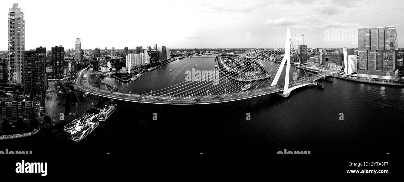 Aerial view of the city of Rotterdam at sunset, The Netherlands Stock ...