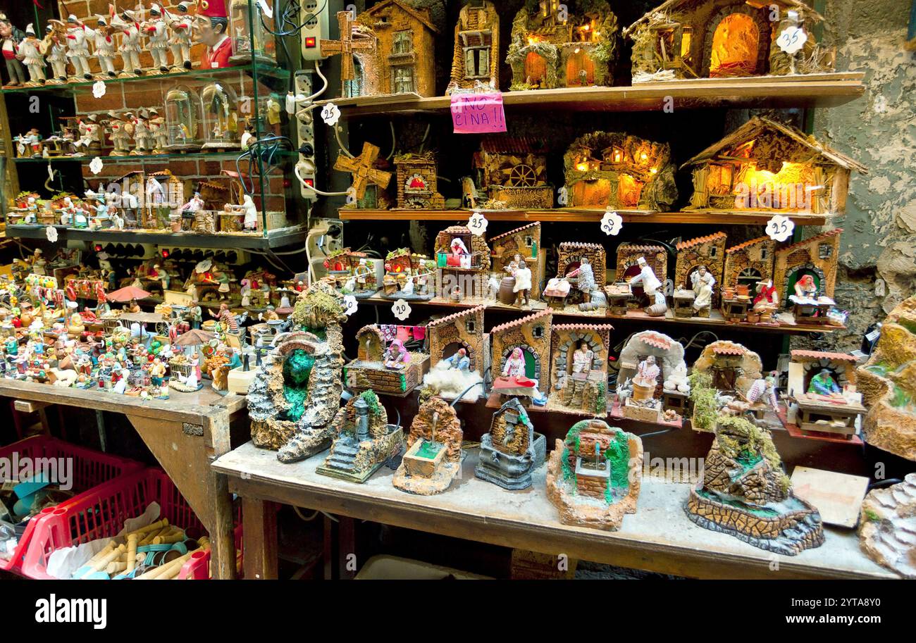historic street 'San Gregorio Armeno' of the old town of nativity ...
