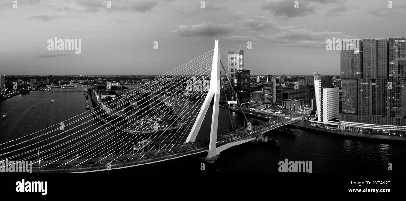 Aerial view of the city of Rotterdam at sunset, The Netherlands Stock ...