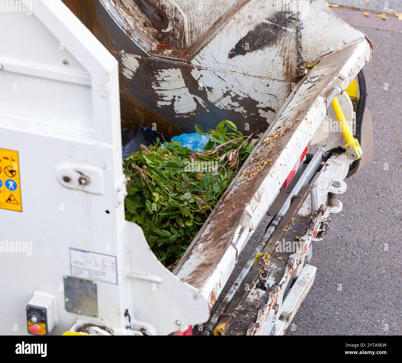 Italian garbage truck, Collection of wet waste and clippings Stock ...