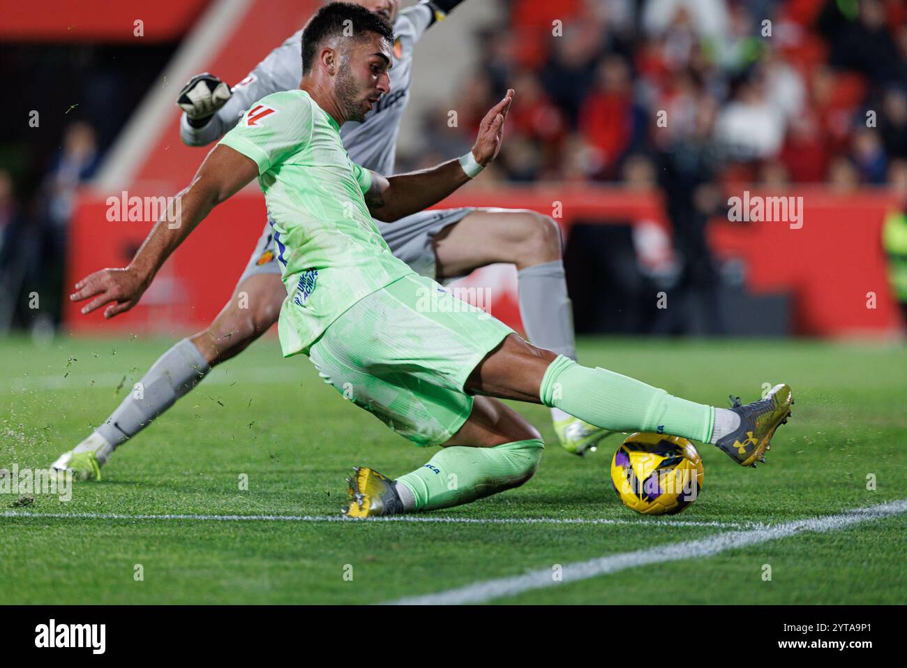 Ferran Torres, Leo Roman seen during LaLiga EA SPORTS game between ...
