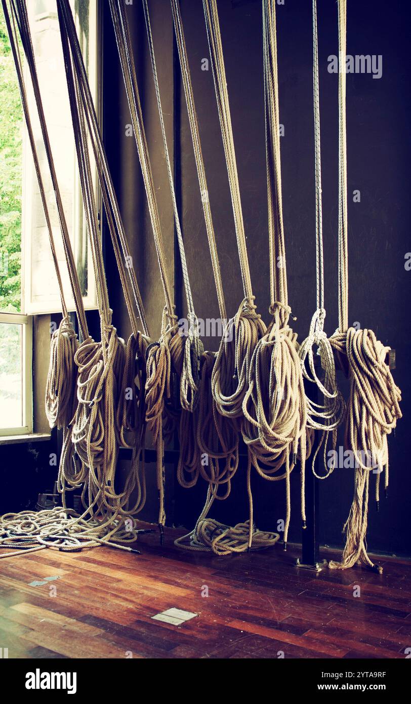 Support cables for the scenes of the theater Stock Photo - Alamy
