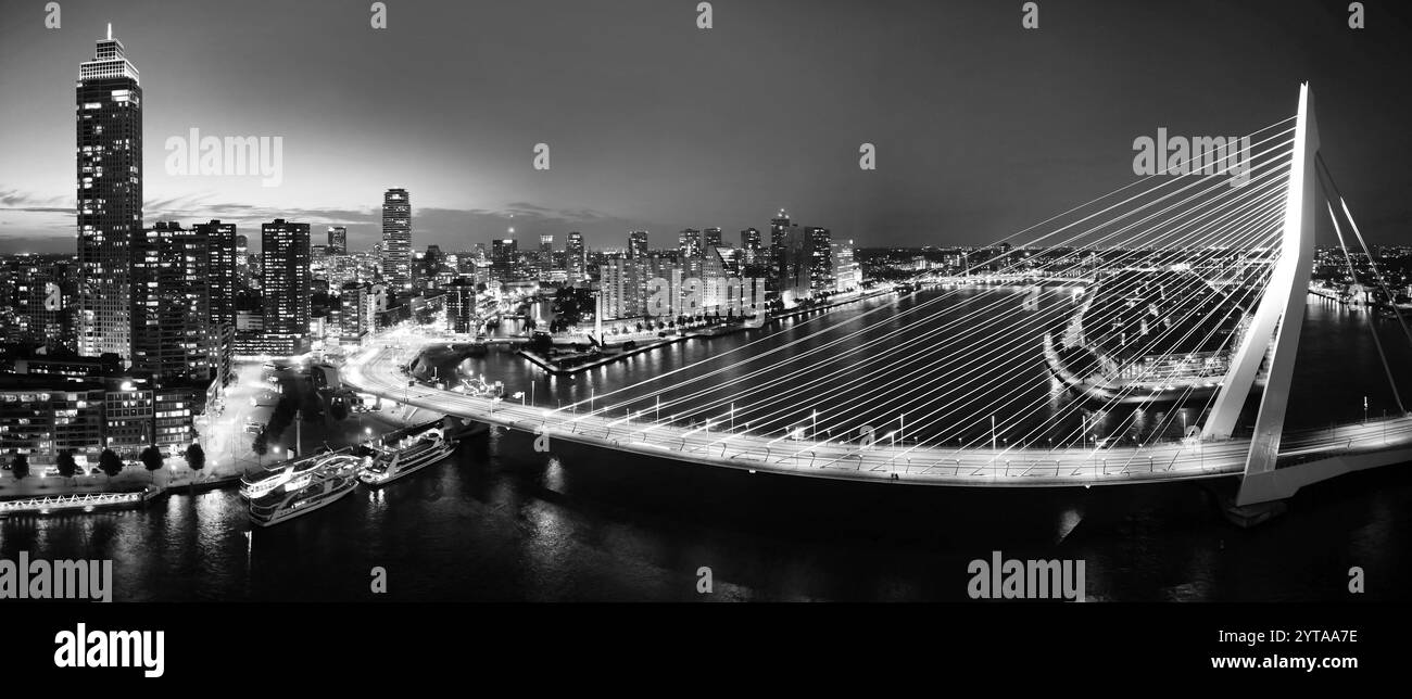 Aerial view of the city of Rotterdam at sunset, The Netherlands Stock ...
