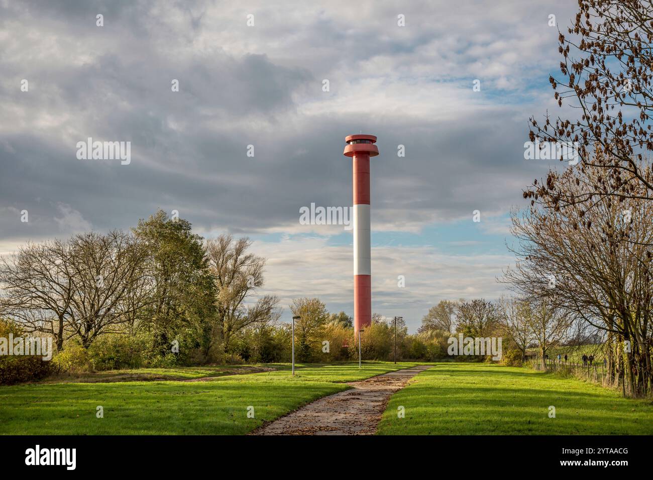 Elbe beach Kollmar with lighthouse Rear Stock Photo - Alamy