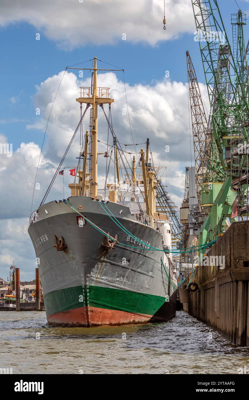 Museum ship general cargo freighter MS Bleichen at berth in the German ...