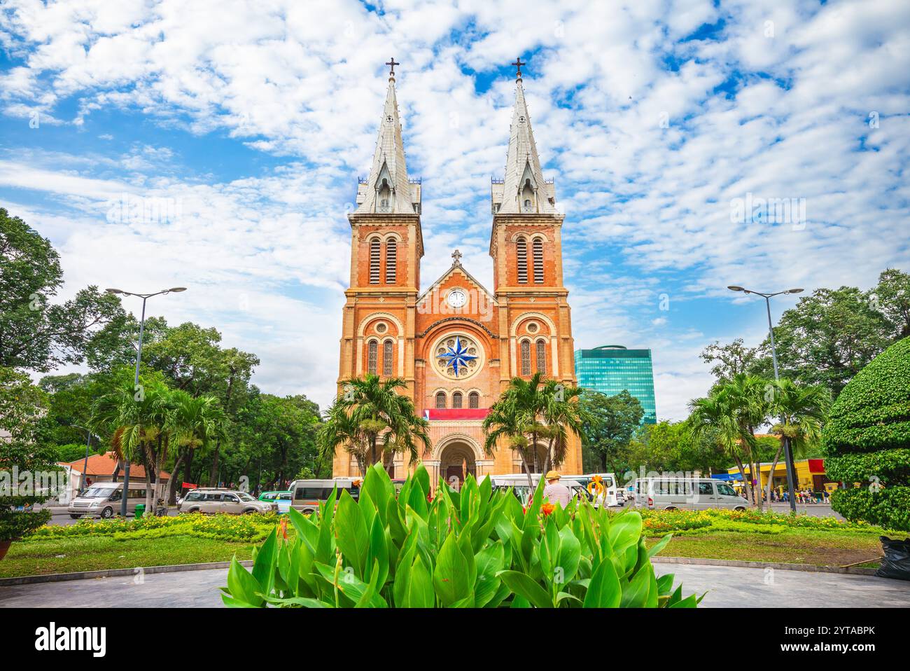 Notre Dame Cathedral Basilica of Saigon, the red church in Ho Chi Minh ...