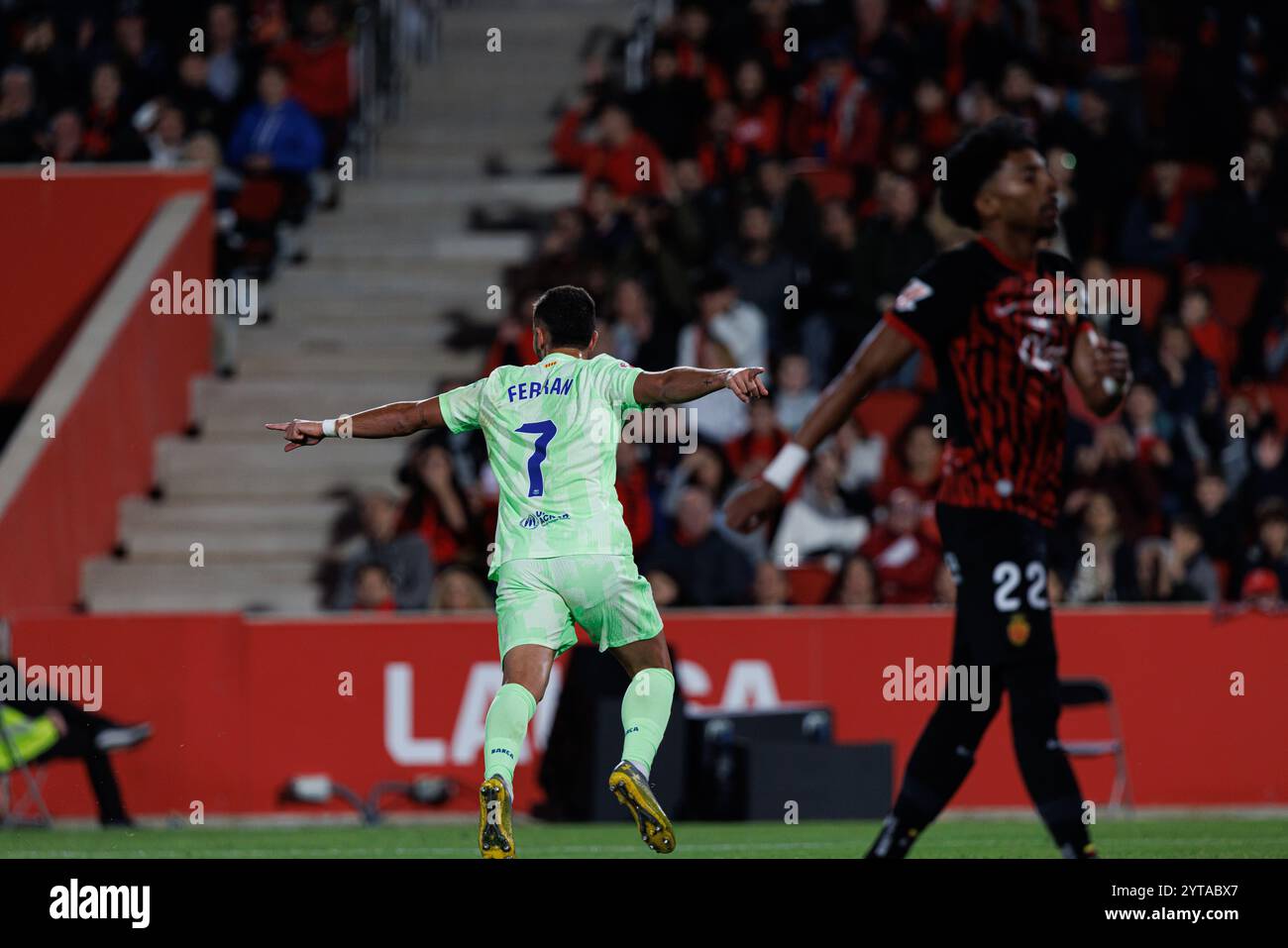 Ferran Torres seen celebrating after scoring goal during LaLiga EA ...
