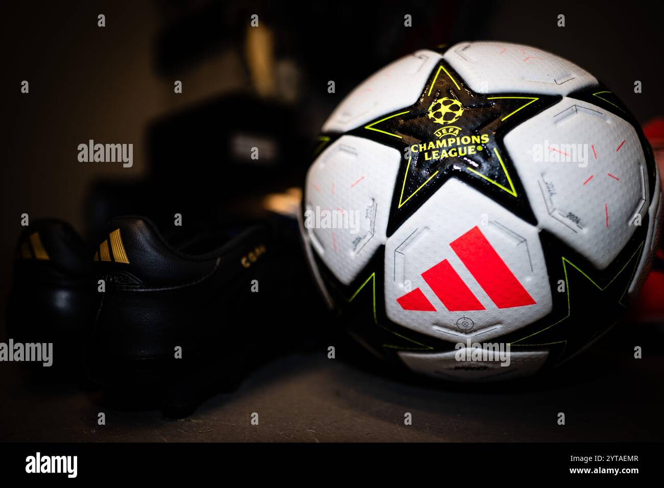 A close up details of Adidas Pro UEFA Champions League Official Match ...