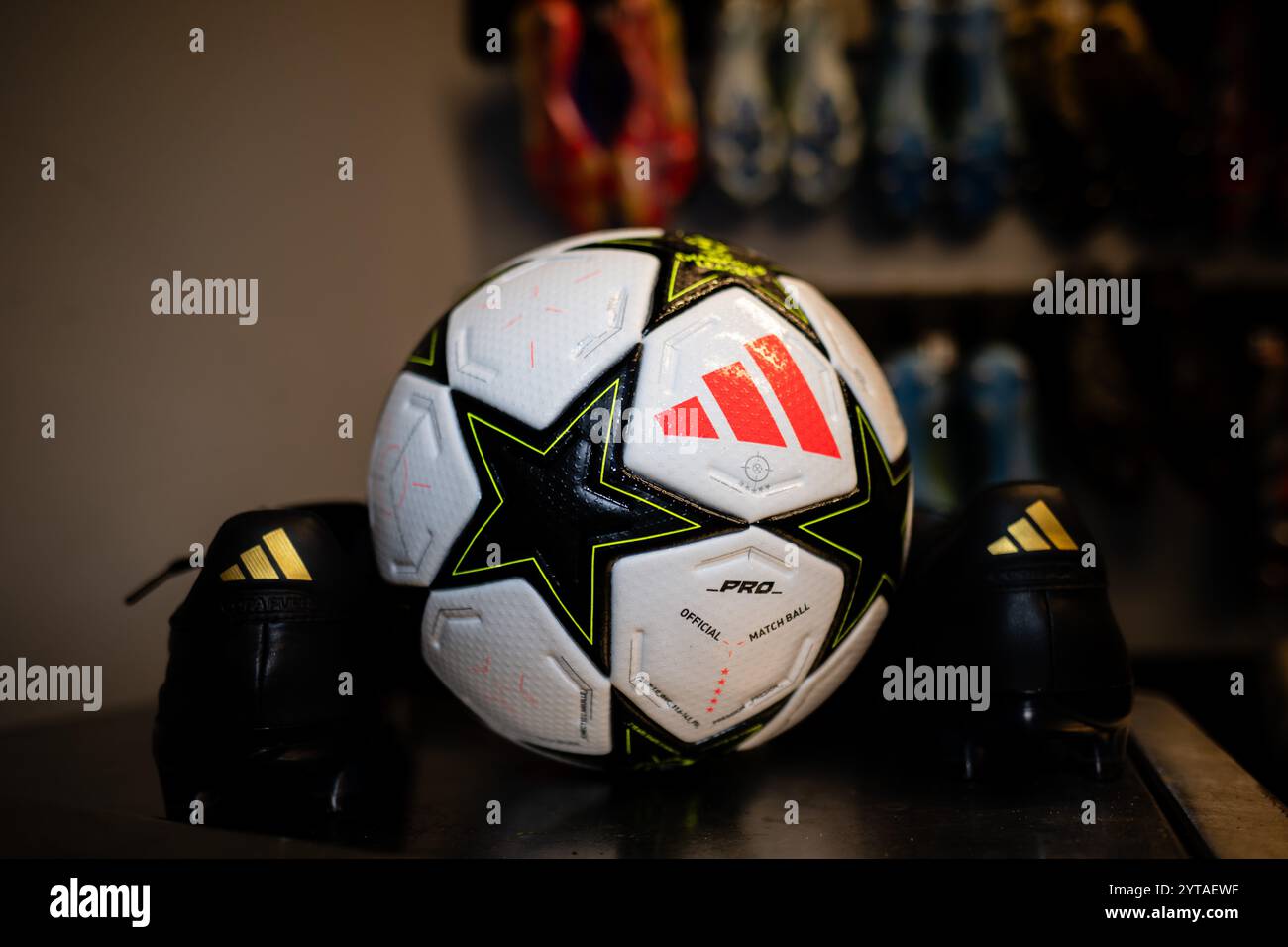 A close up details of Adidas Pro UEFA Champions League Official Match ...