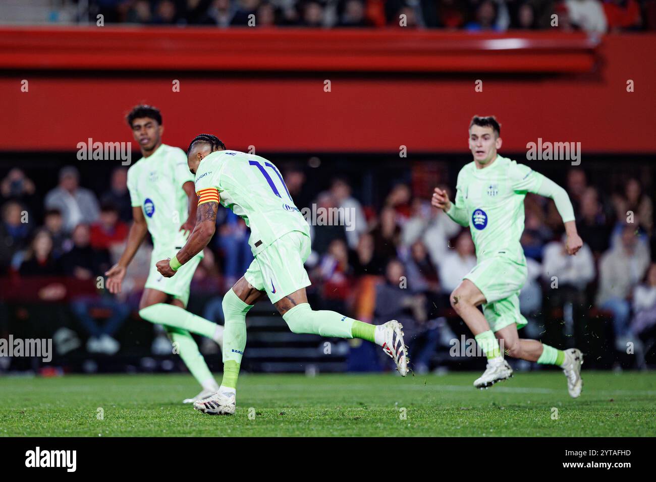 Raphinha seen celebrating after scoring goal during LaLiga EA SPORTS ...