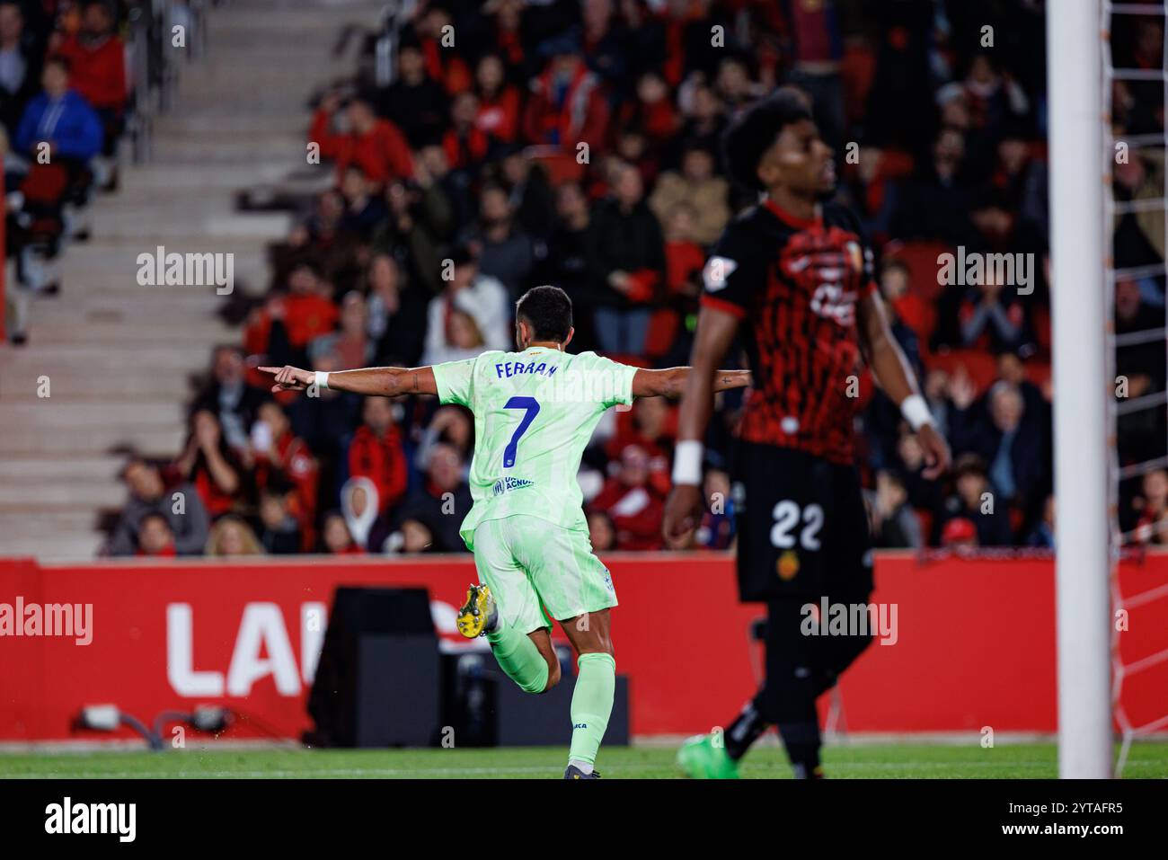 Ferran Torres seen celebrating after scoring goal during LaLiga EA ...