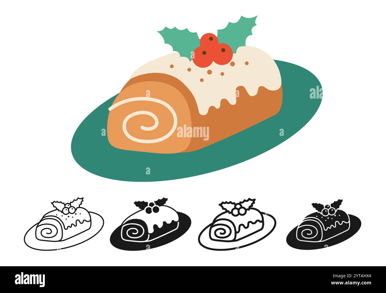 Traditional Christmas cake icon set. Graphic design symbol New year ...