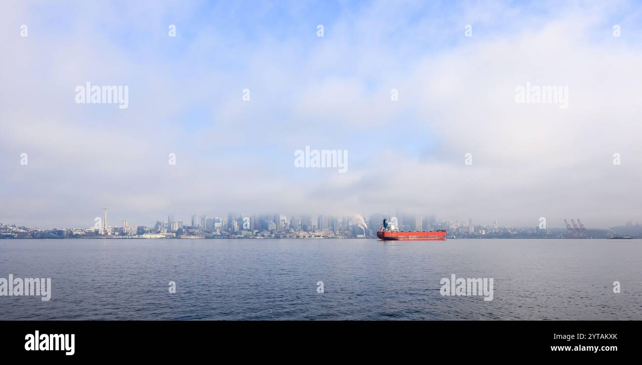 Seattle - December 4, 2024; Seattle downtown waterfront and skyline ...