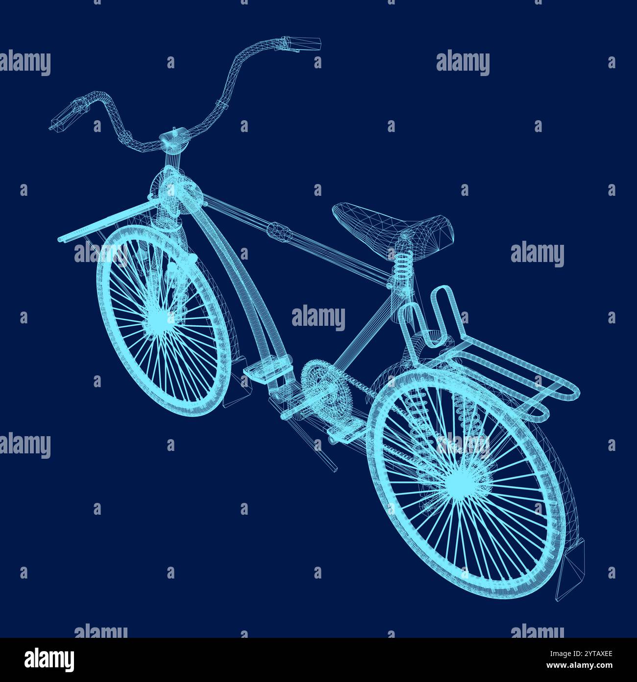 Bicycle Wireframe - Vector Illustration - Isolated On Blue Background ...
