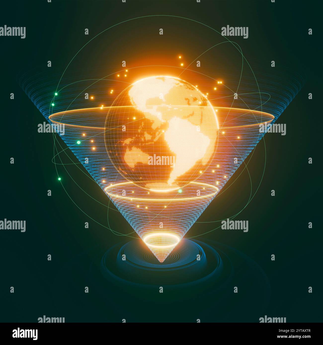 Digital artwork depicting the Earth in the form of a holographic image Stock Photo - Alamy