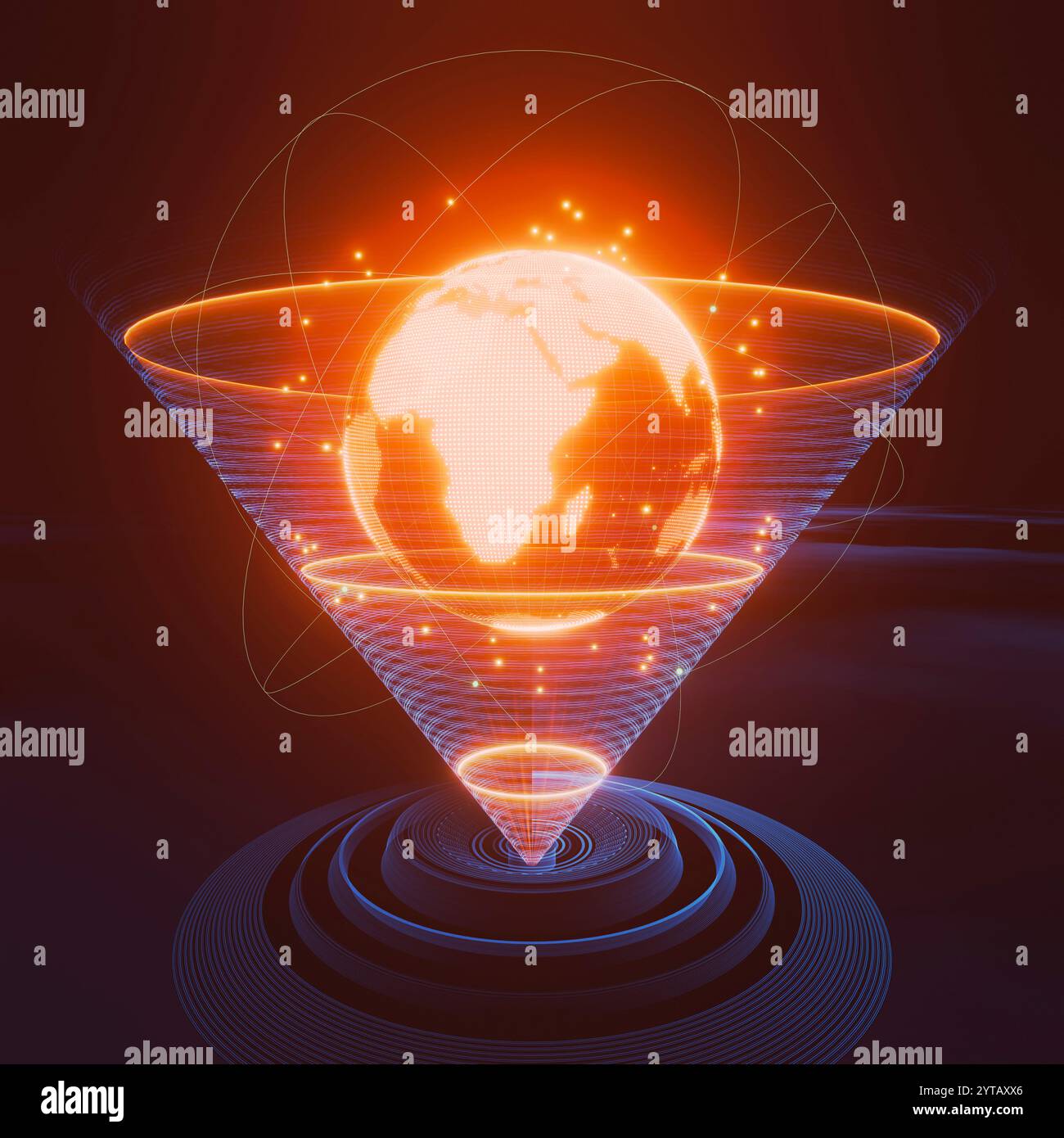 Digital artwork depicting the Earth in the form of a holographic image Stock Photo - Alamy