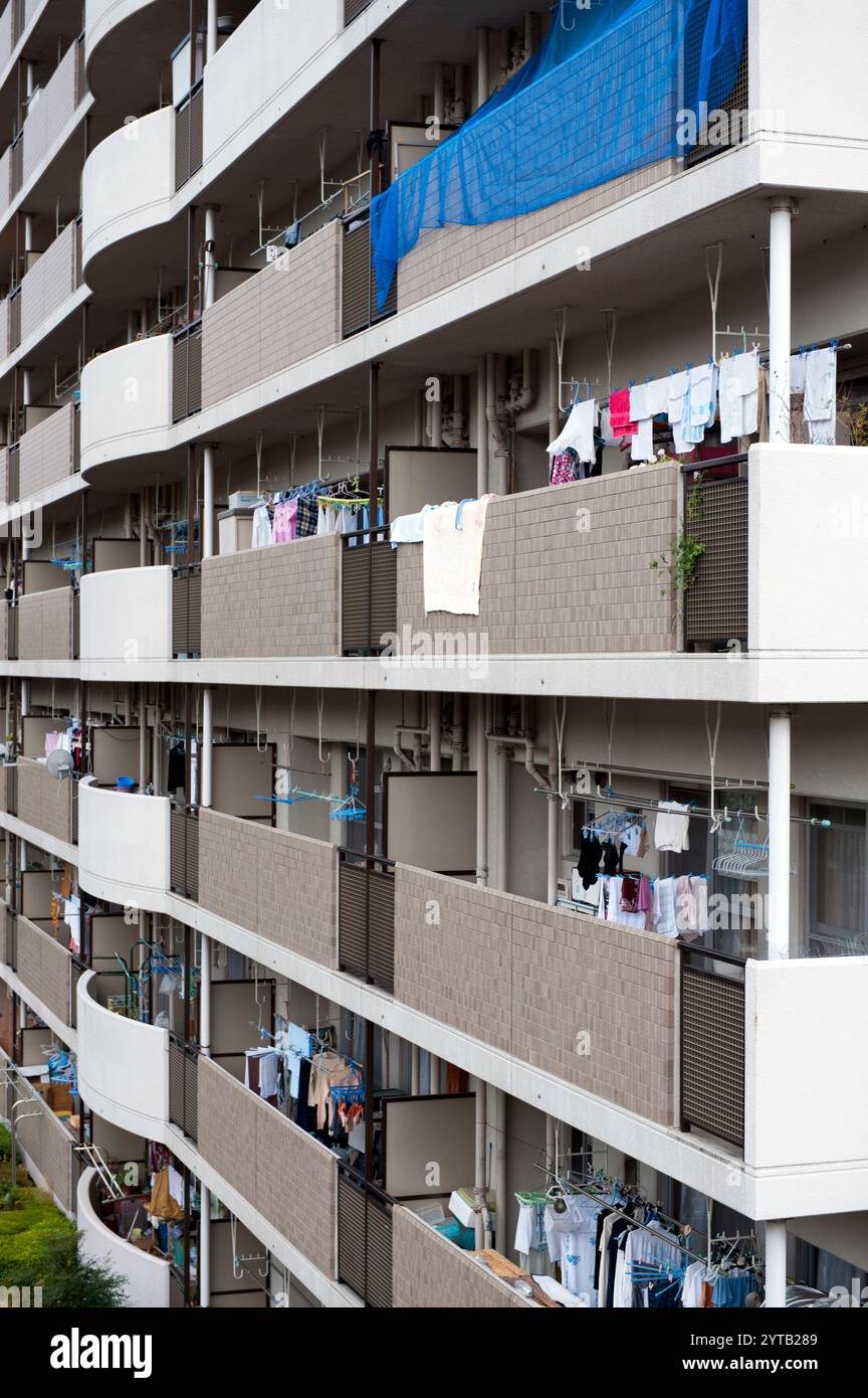 A typical apartment block, or "mansion" as they are called in Japan, in ...