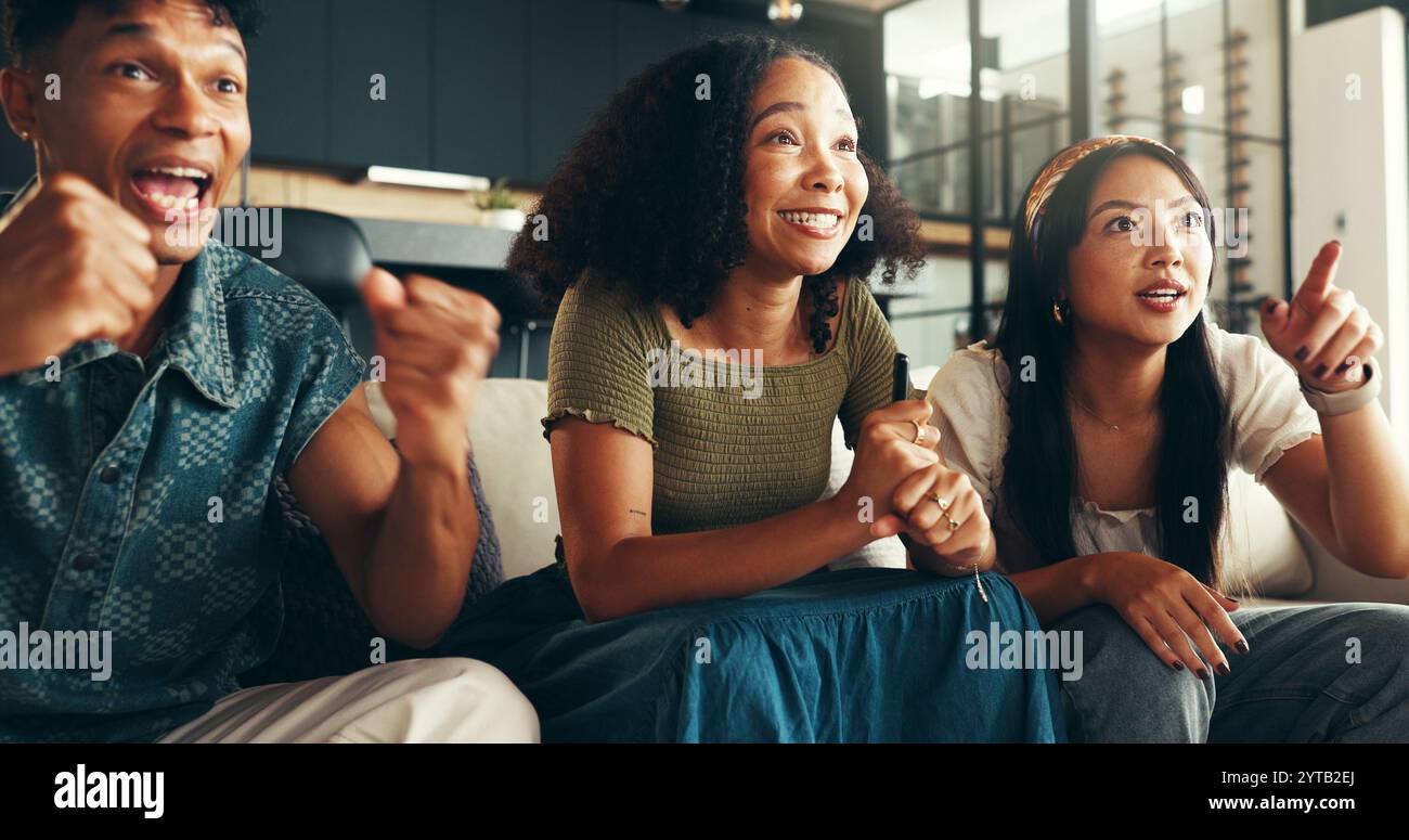 Watching football tv friends surprise hi-res stock photography and ...