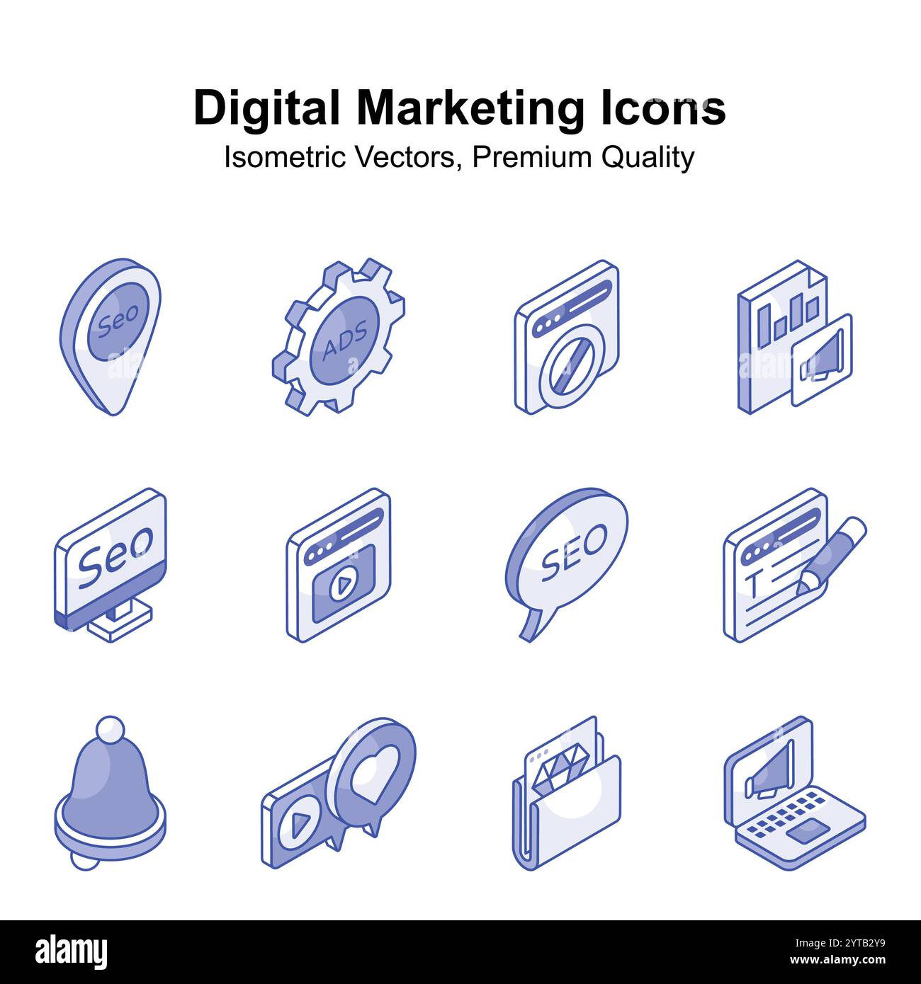 Ready to use digital marketing isometric vectors set, premium vectors ...