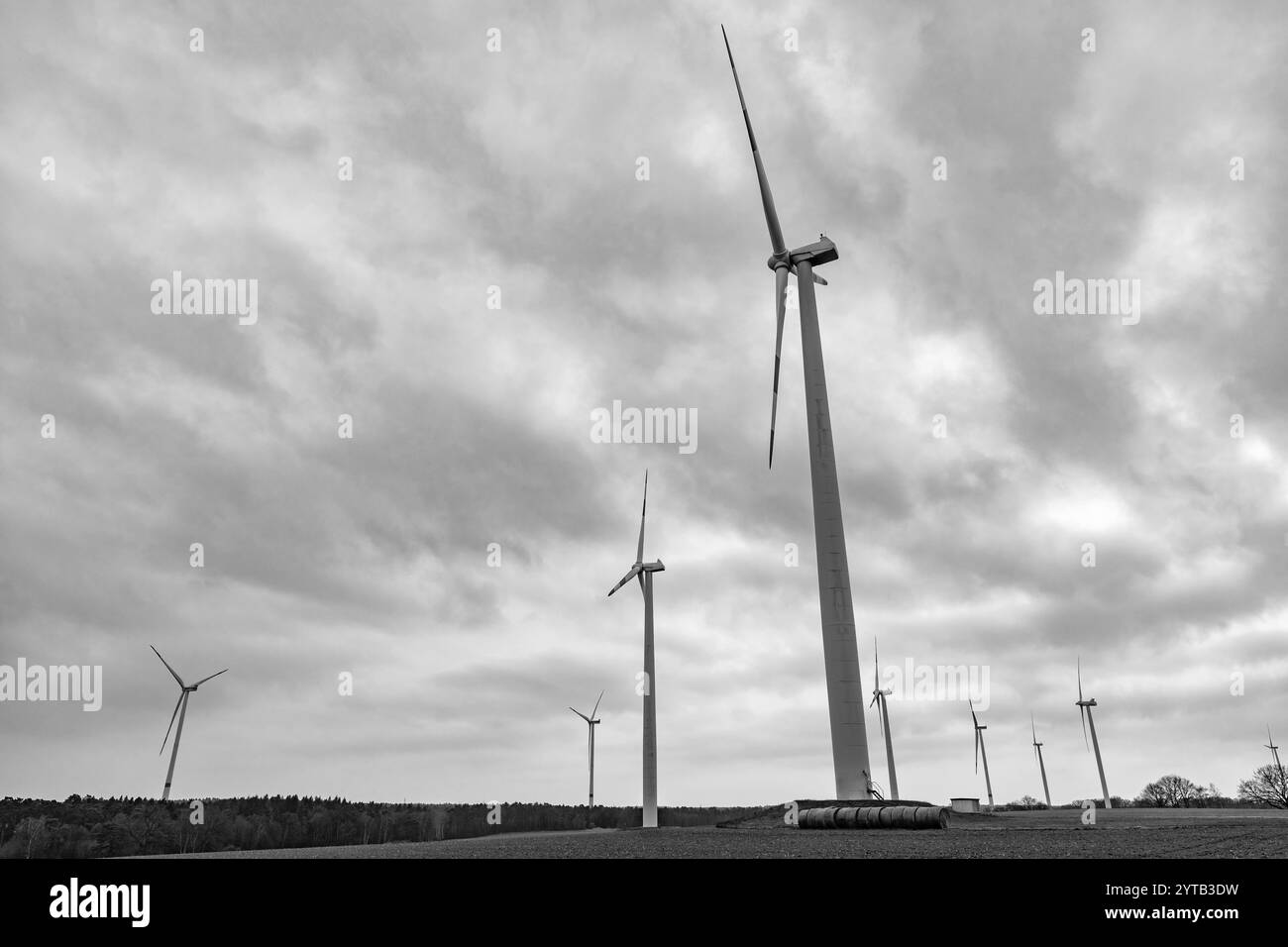 windmill view. wind turbine generator for electricity. Green energy ...