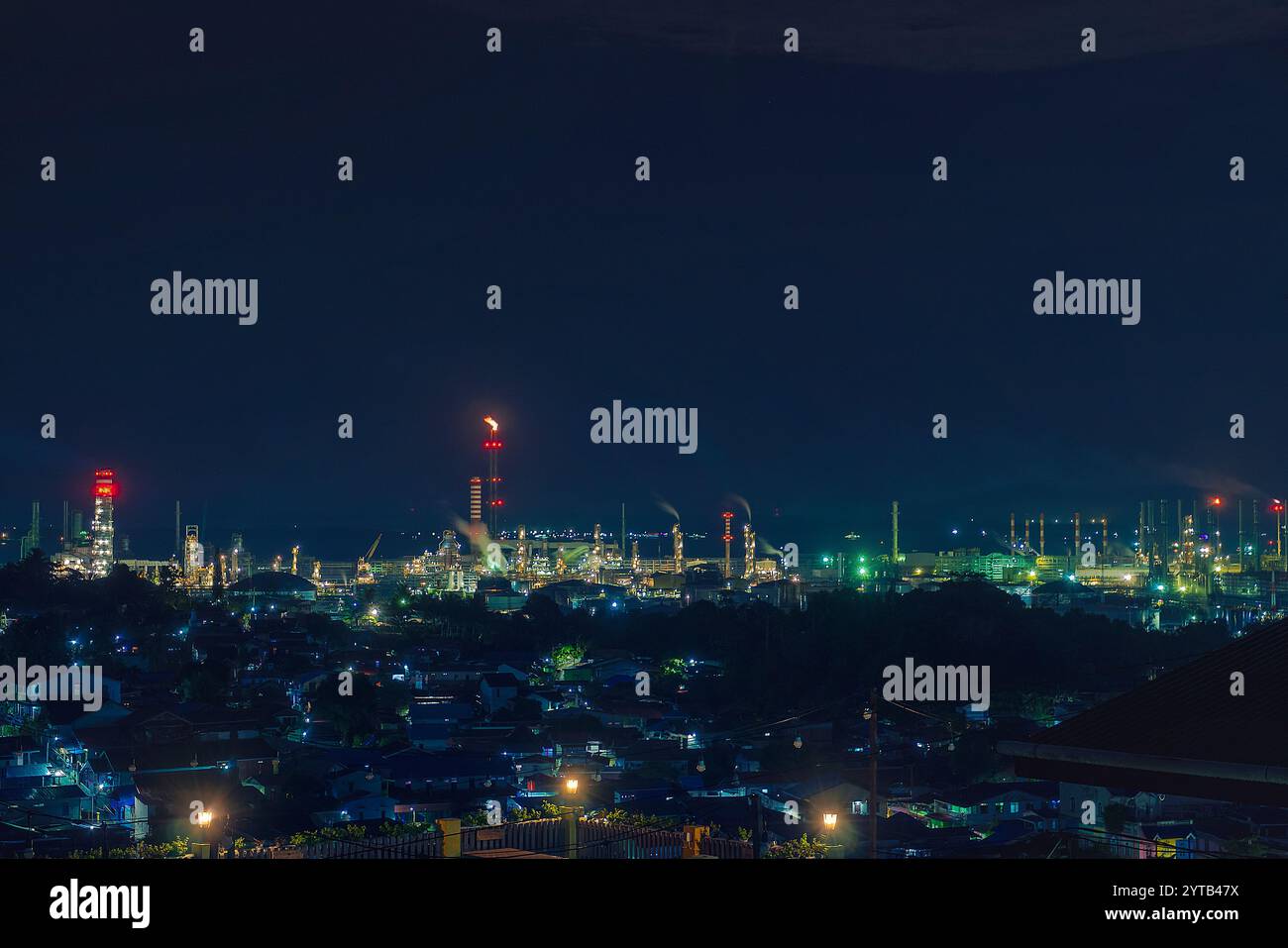 Photo of Balikpapan city refinery seen from a distance at night ...