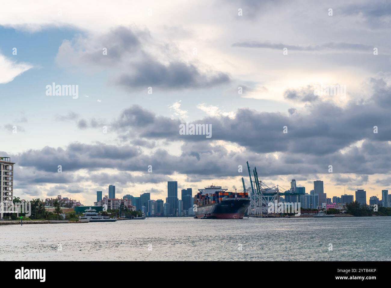 Miami, Florida, USA - June 06, 2024: Freight container on cargo vessel ...