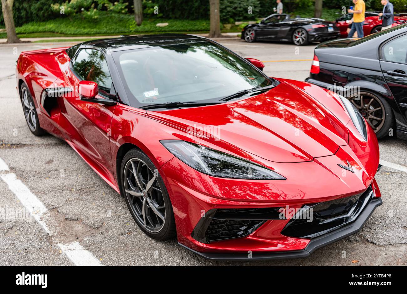 Chicago, Illinois - September 29, 2024: Chevrolet Corvette Stingray red color. Chevrolet ...