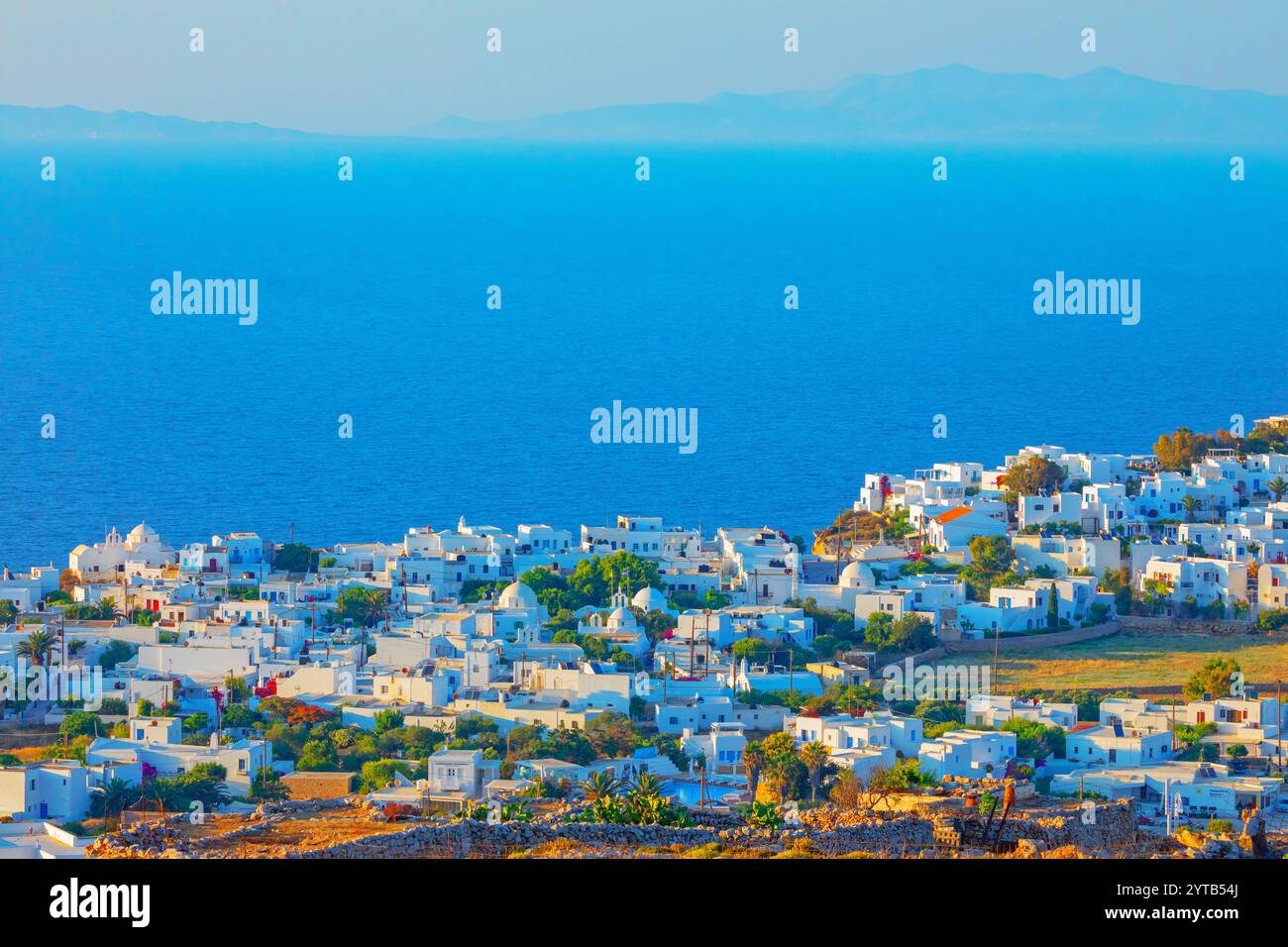 View of the of Chora village, Chora, Folegandros Island, Cyclades ...