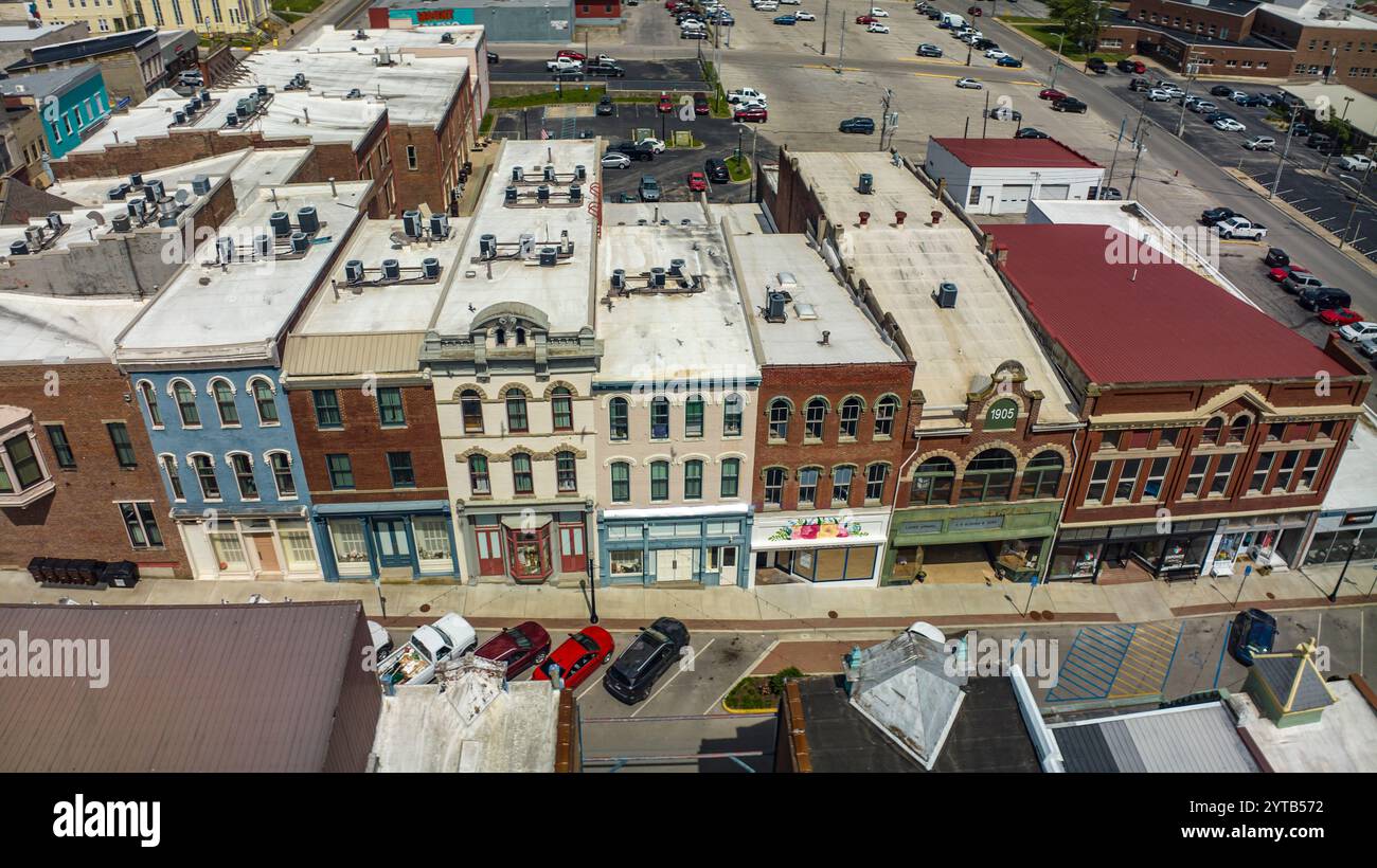 MAY 9, 2023 - MOUNT STERLING KENTUCKY - aerial view of historic small ...
