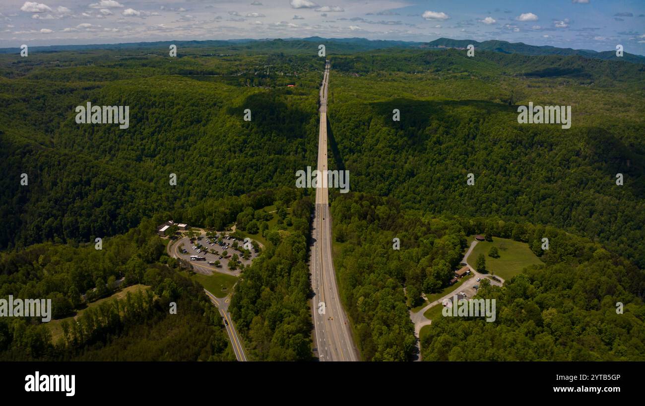 MAY 8, 2023, LANSING, WEST VIRGINIA, USA - US Route 19 into Appalachian ...