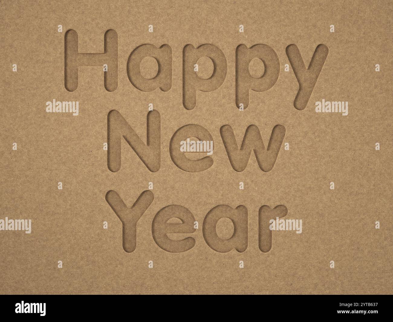 Cardboard cutout happy new year background. 3d illustration Stock Photo ...