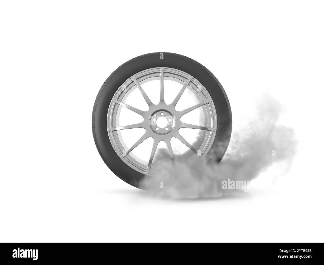 Burnout car tire on a white background. 3d illustration Stock Photo - Alamy