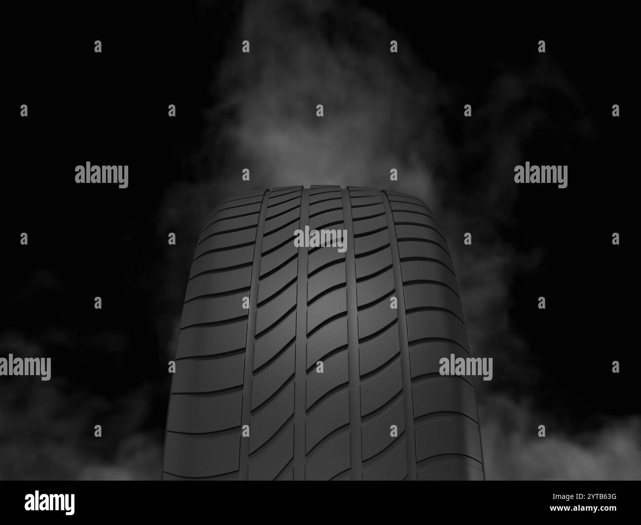 Burnout car tire on a black background. 3d illustration Stock Photo - Alamy