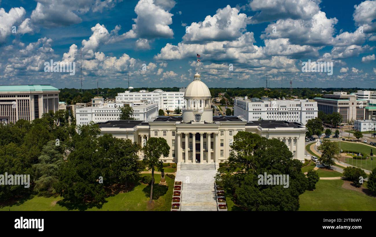 JULY 11, 2023 - MONTGOMERY, ALABAMA, USA - aerial view of Montgomery ...