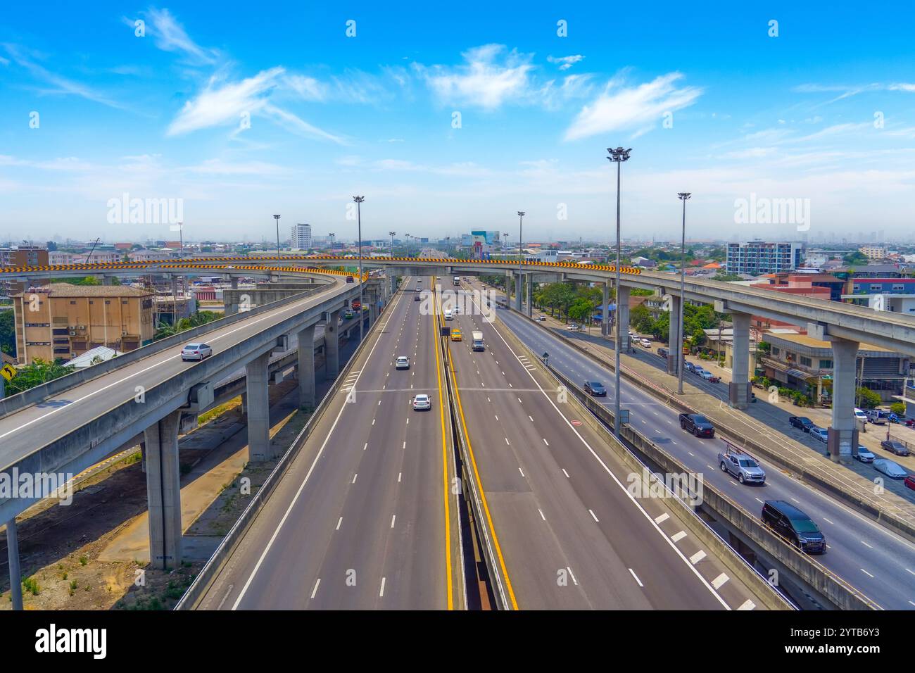 Overlooking the city from the highway interchange view into the ...