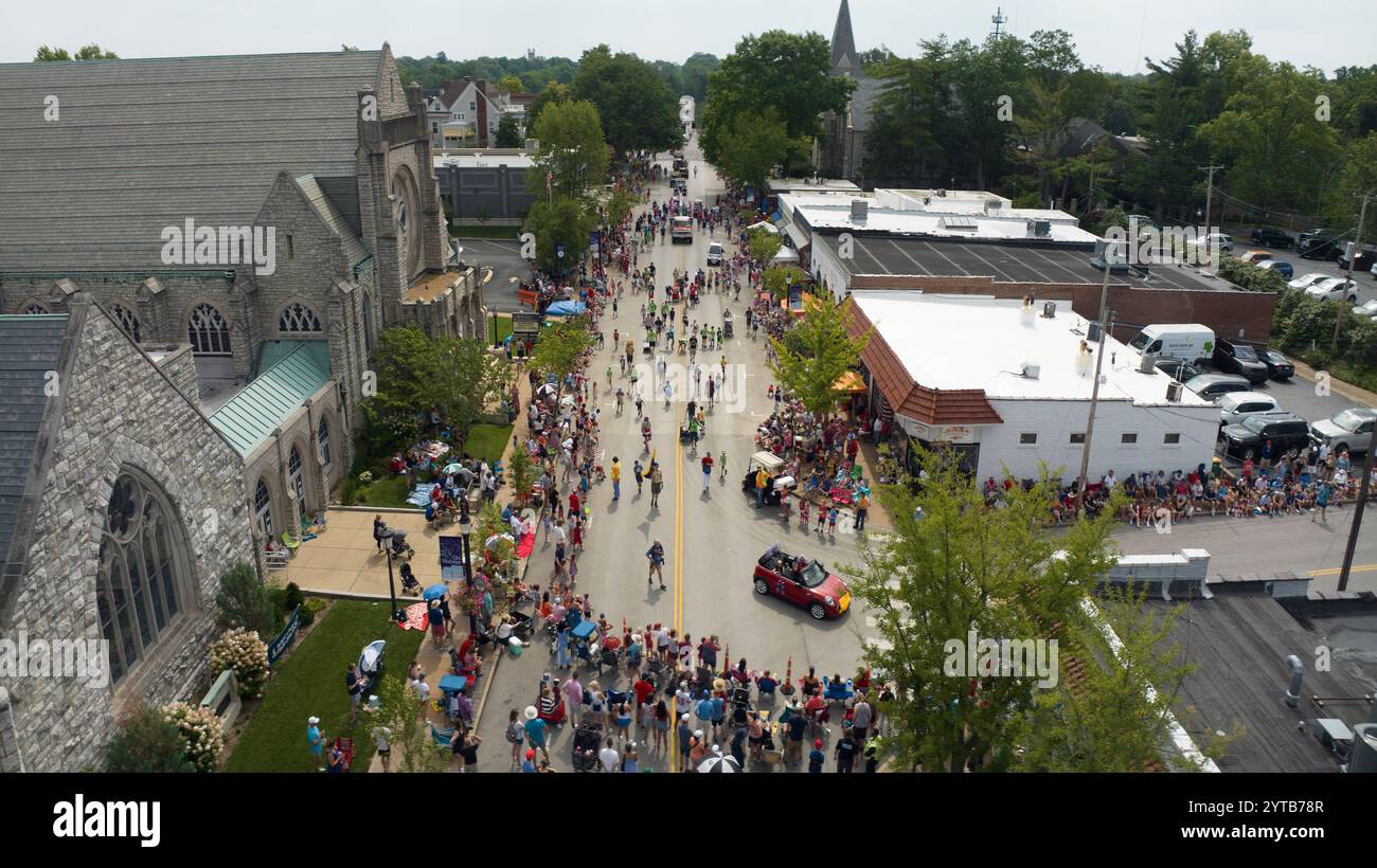 JULY 4, 2023 - WEBSTER GROVES, MO. USA - parade down Lockwood Blvd. in ...