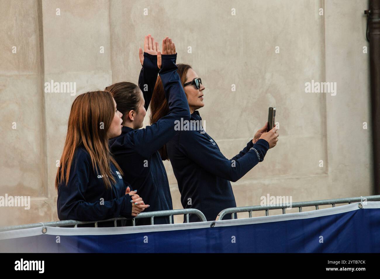 Queen Mary, Princess Isabella and Princess Josephine cheer as Prince ...