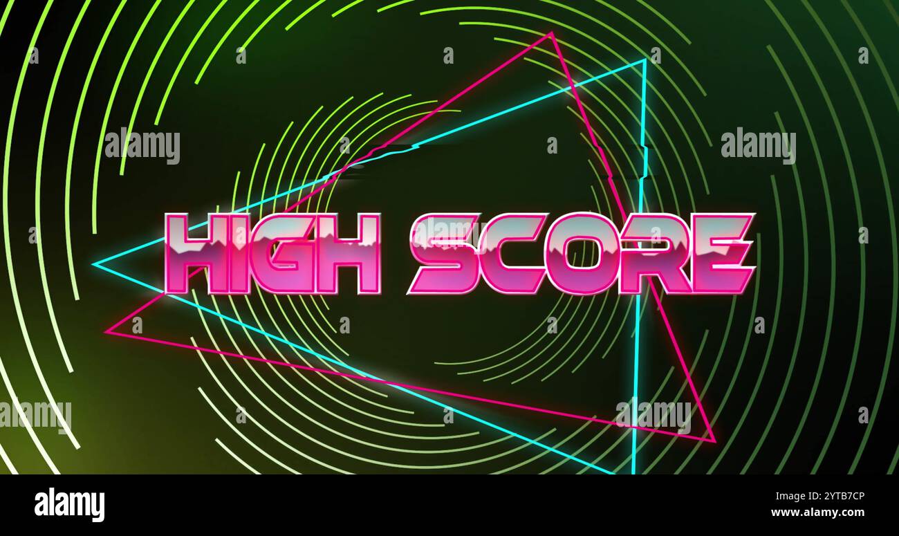 Image of high score text over neon pattern background Stock Photo - Alamy