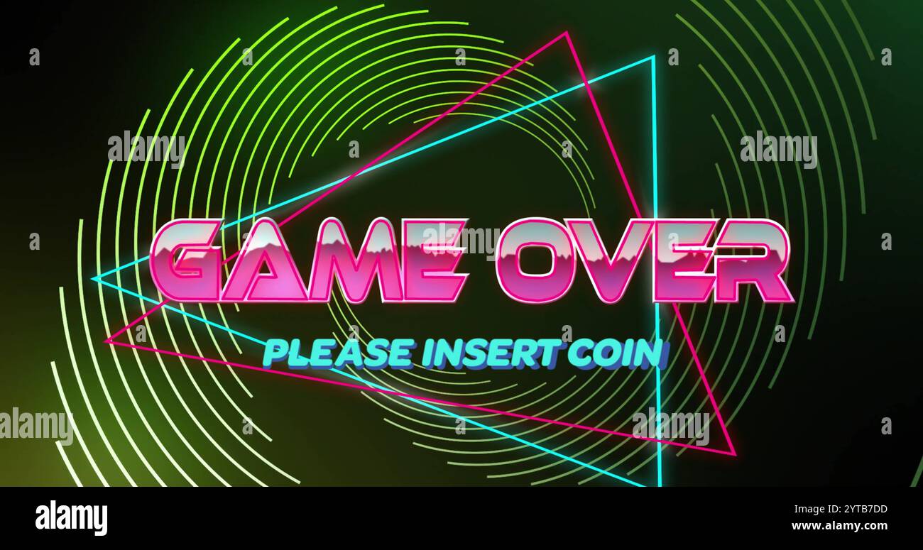 Image of game over text over neon pattern background Stock Photo - Alamy