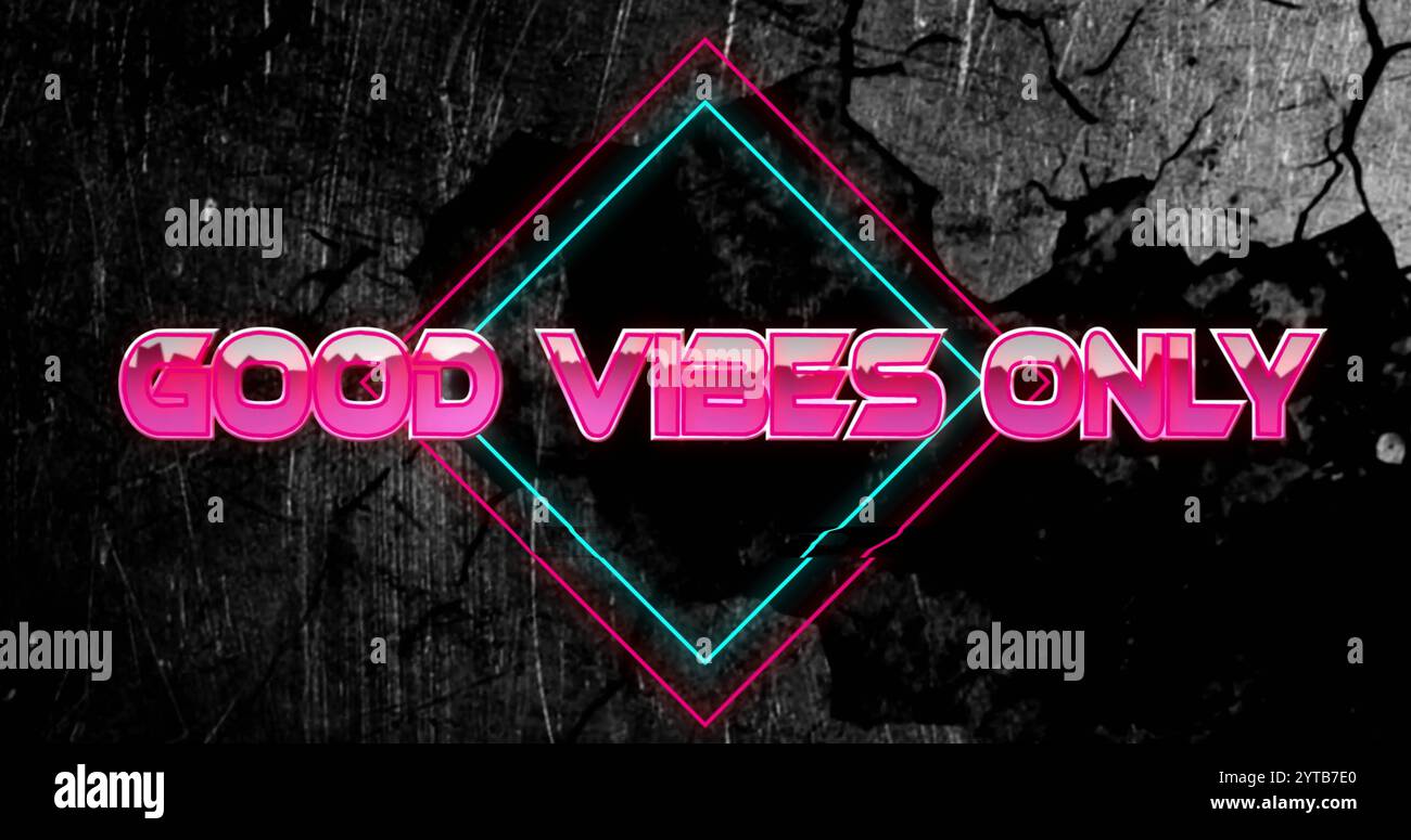 Image of good vibes only text over neon pattern background Stock Photo ...