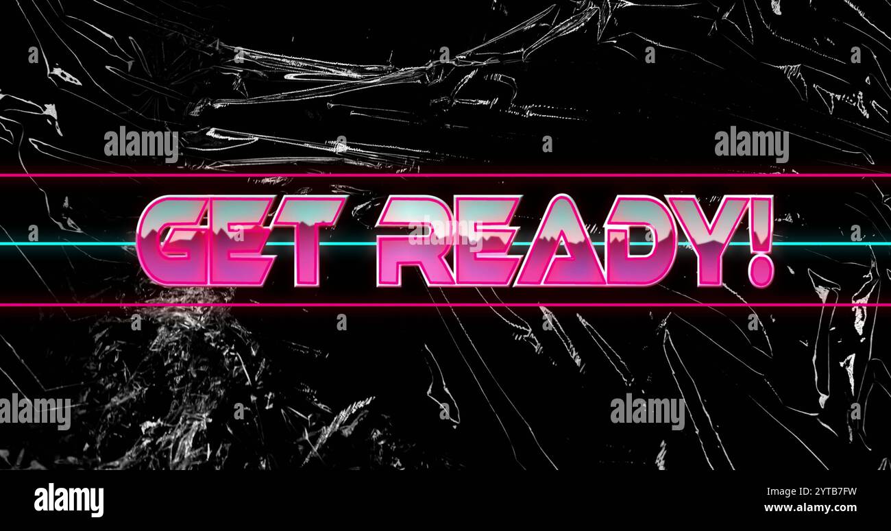 Image of get ready text over neon pattern background Stock Photo - Alamy