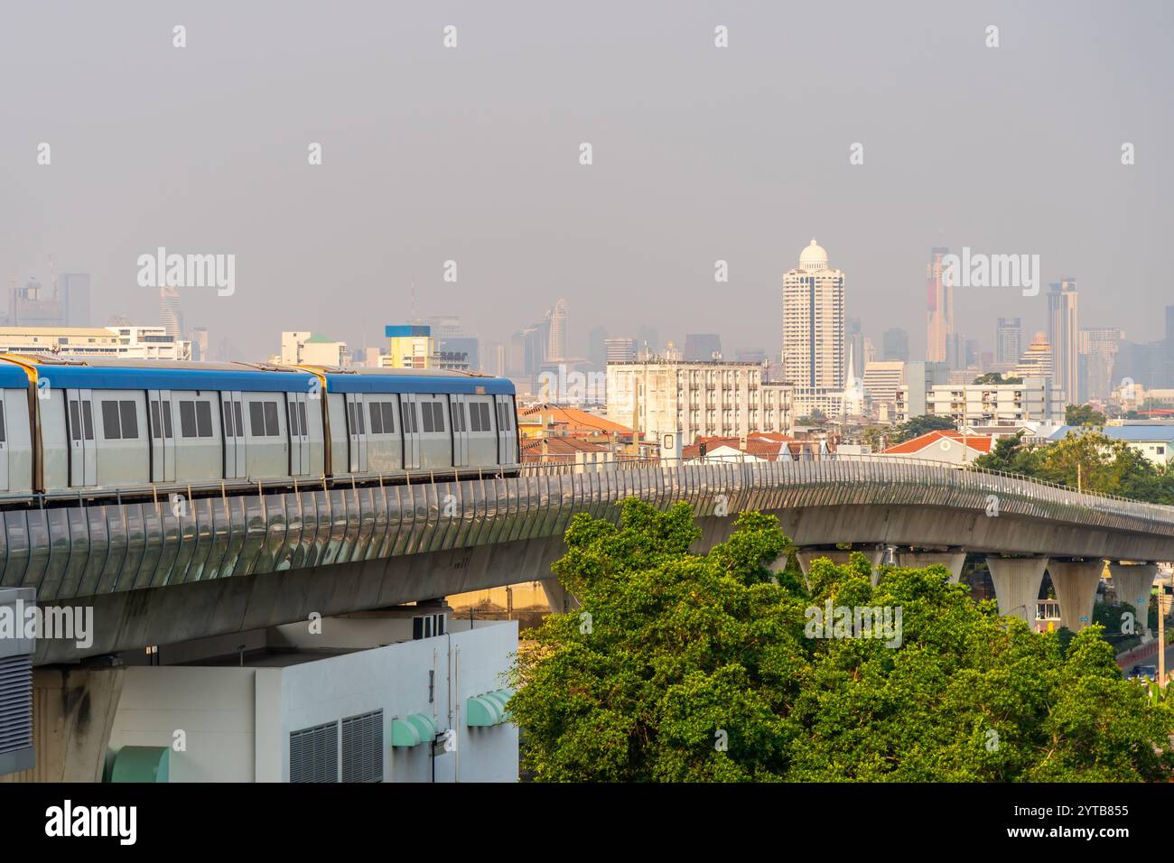 Electric train railway carriage rushes travels along route in sky ...