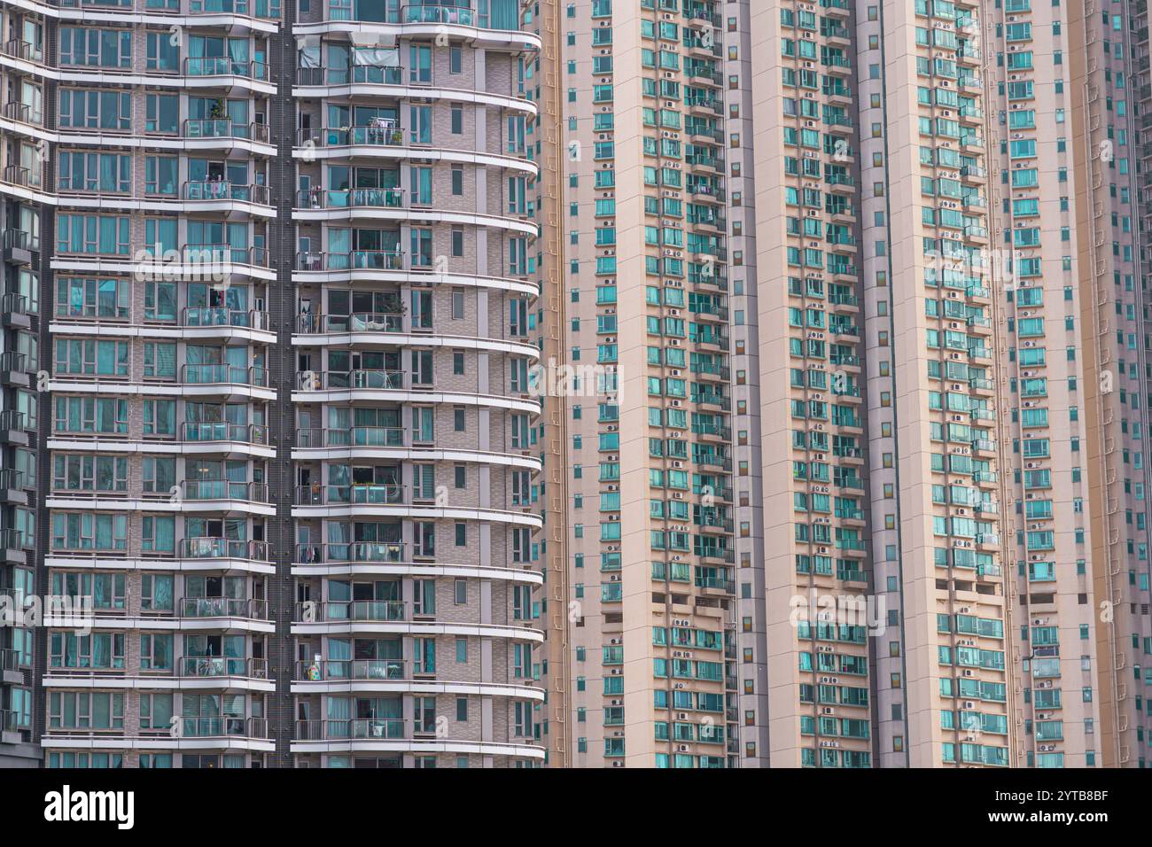 High rise tall residential building of public estate. Dense population ...